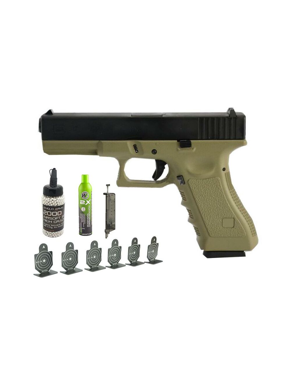 Army R17 Gas Blowback Pistol (ARMY-R17-TAN) (Starter Pack)